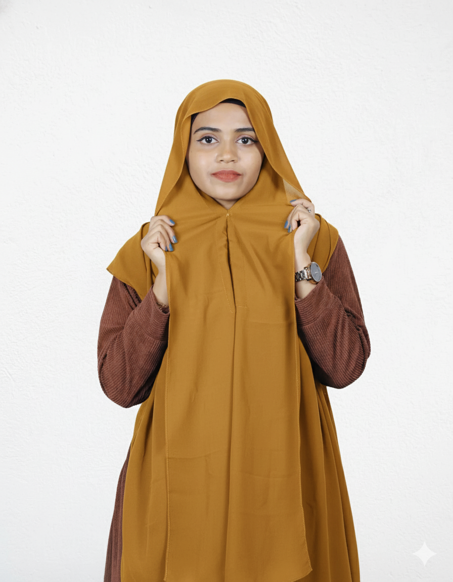Mustard Slider Mag Hijab with Black Cap – BLAEK